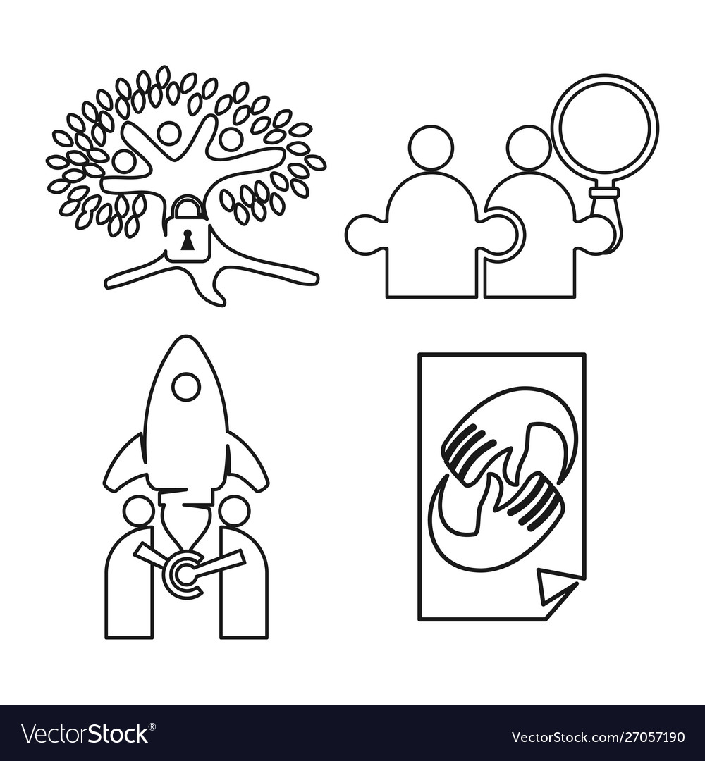 Tree rocket puzzle commitment teamwork together Vector Image