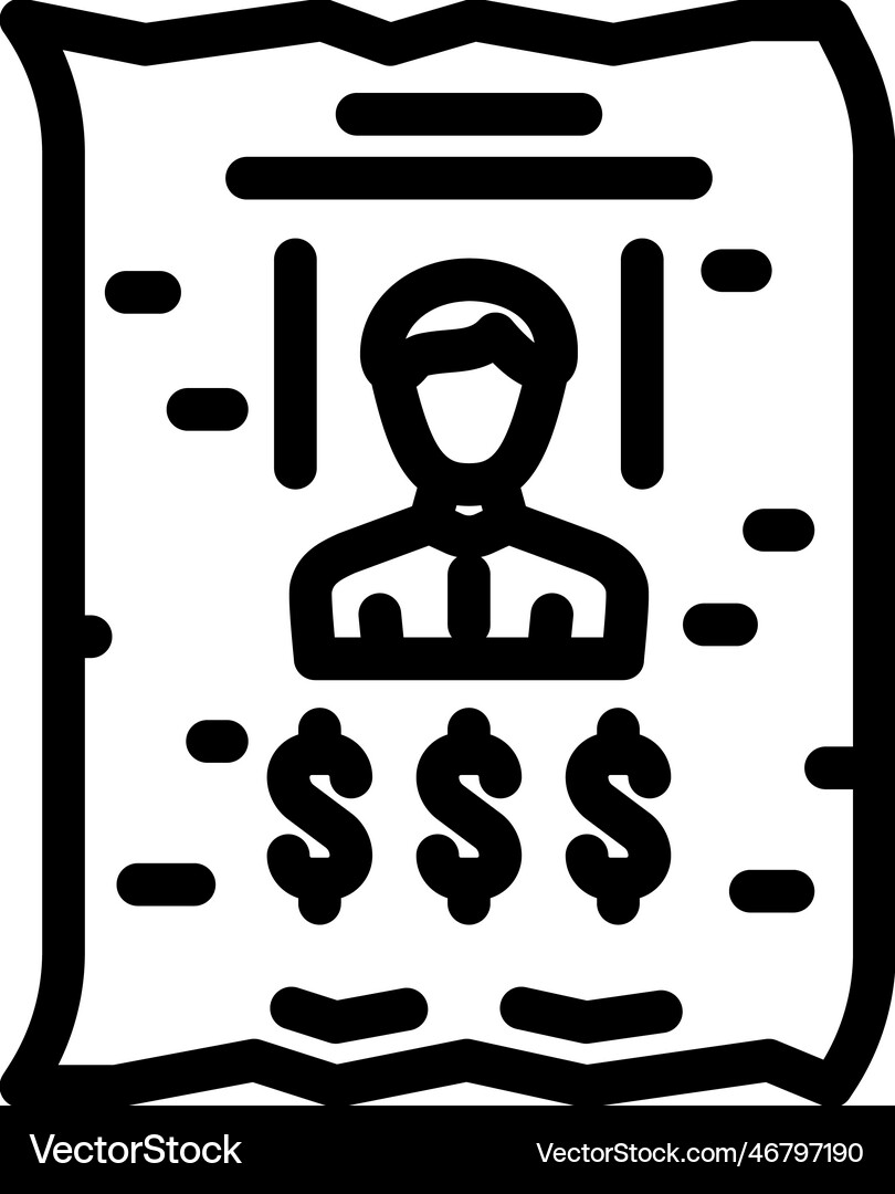 Wanted poster crime line icon Royalty Free Vector Image