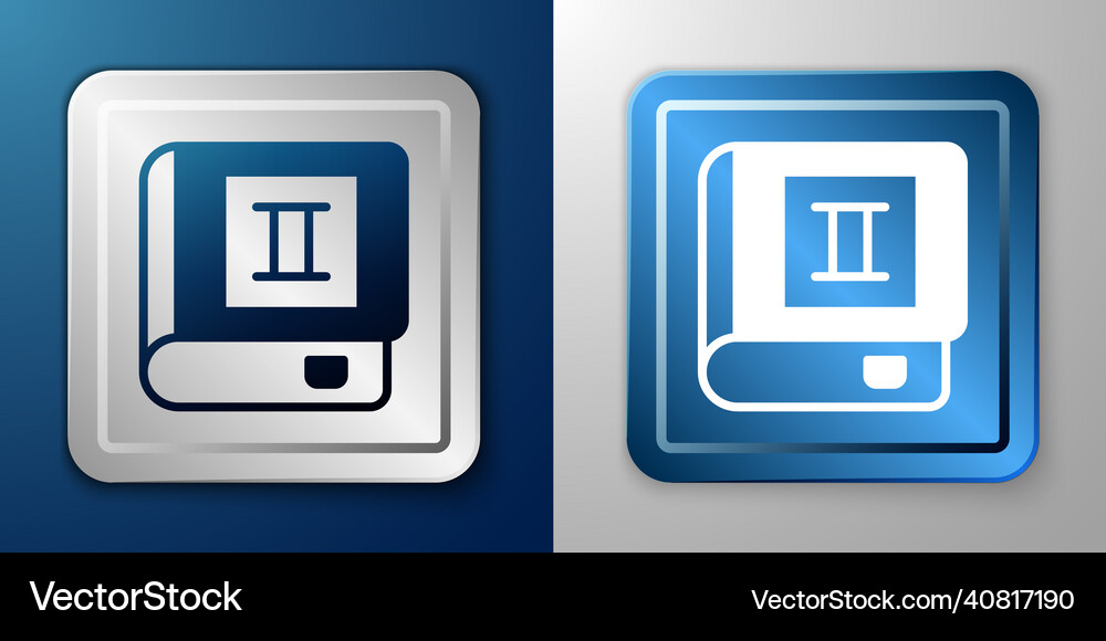 White book icon isolated on blue and grey Vector Image
