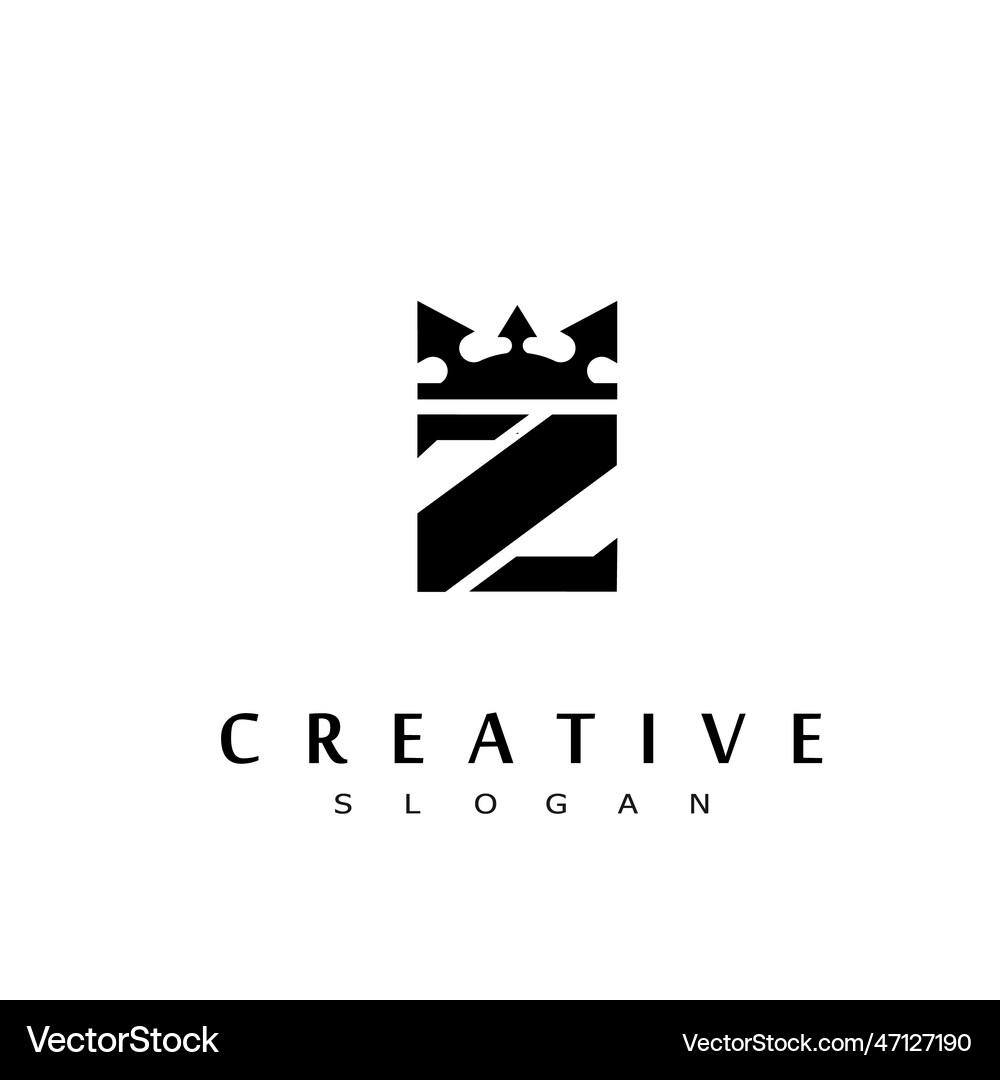 Z king logo royal symbol Royalty Free Vector Image