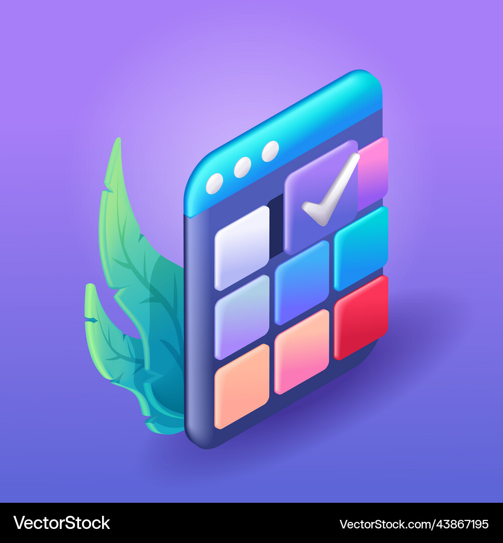 3d isometric cartoon color palette Royalty Free Vector Image