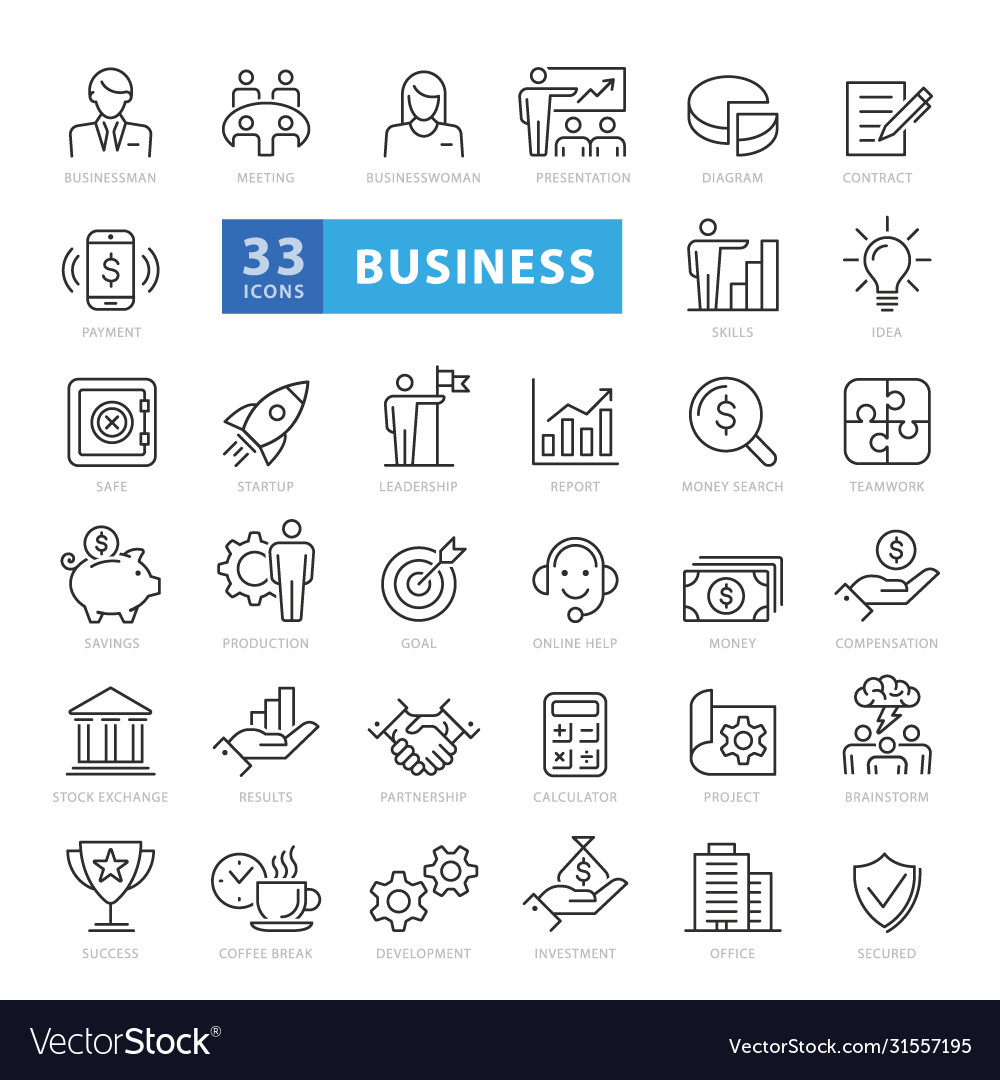 Business and finance web icon set - outline icon Vector Image