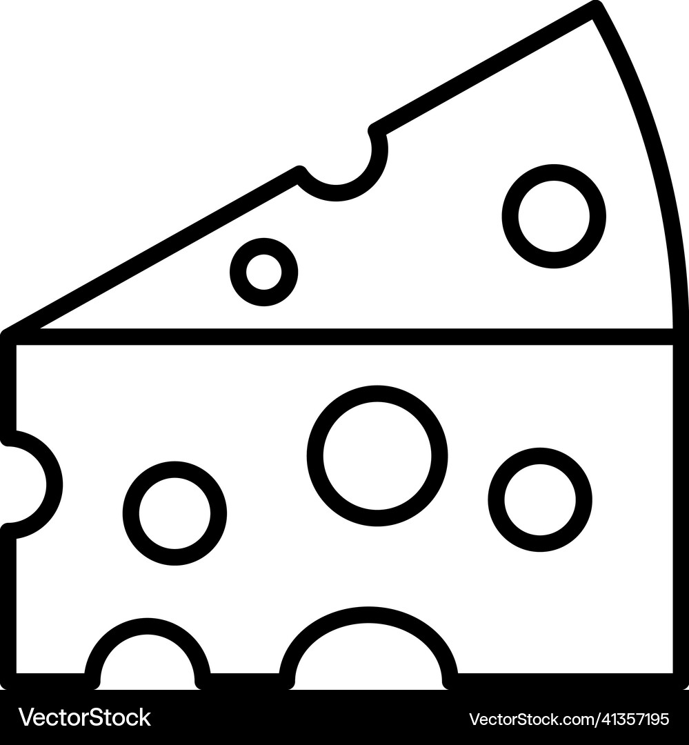 Cheese outline icon food Royalty Free Vector Image