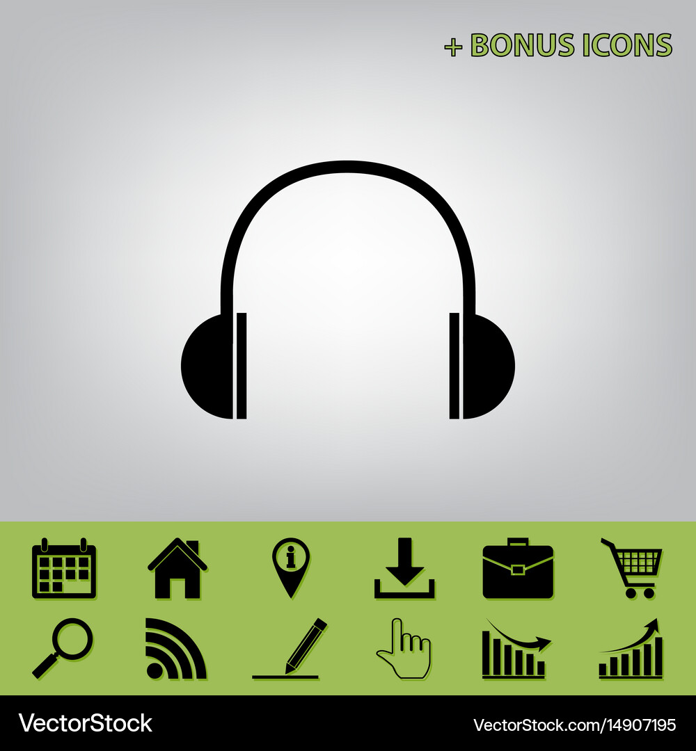 Headphones sign black icon Royalty Free Vector Image
