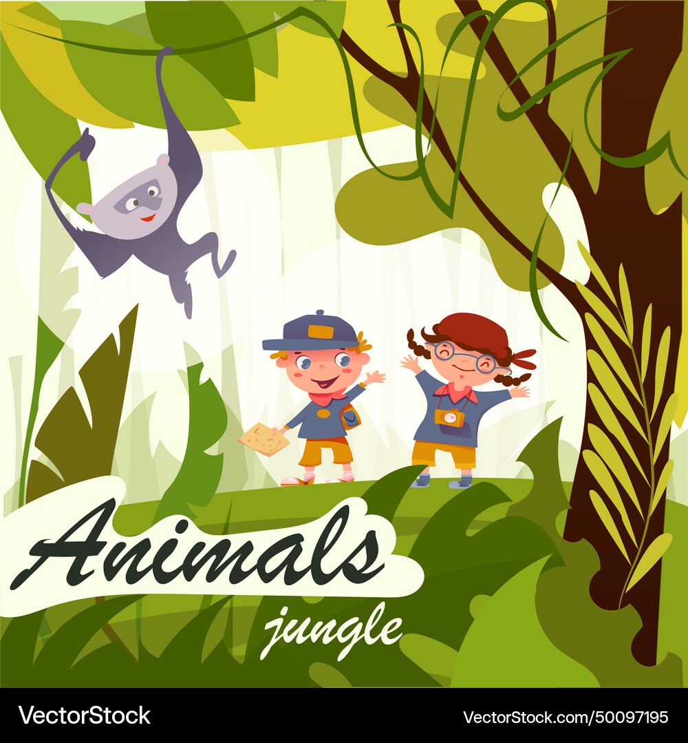 Jungle animals poster Royalty Free Vector Image