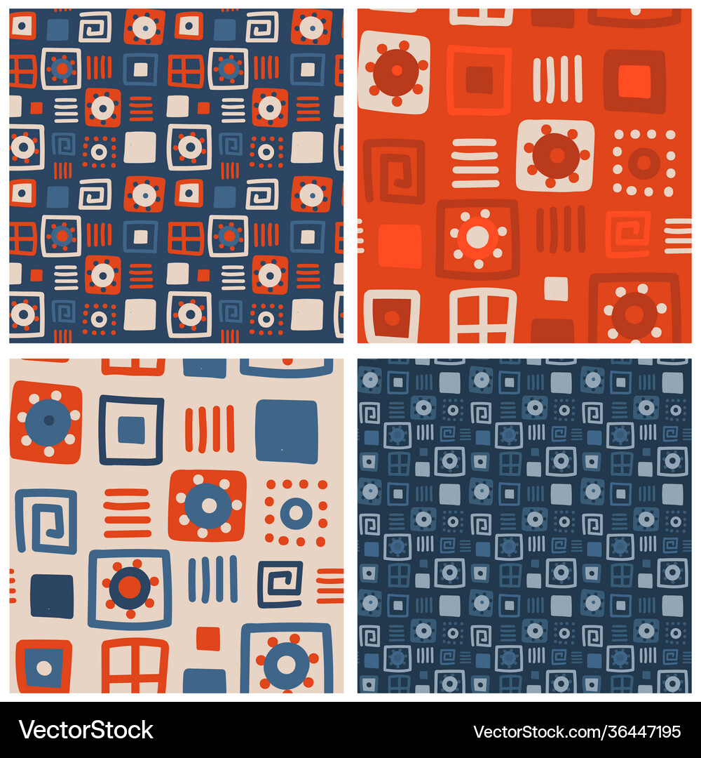 Red and blue hand drawn shapes Royalty Free Vector Image