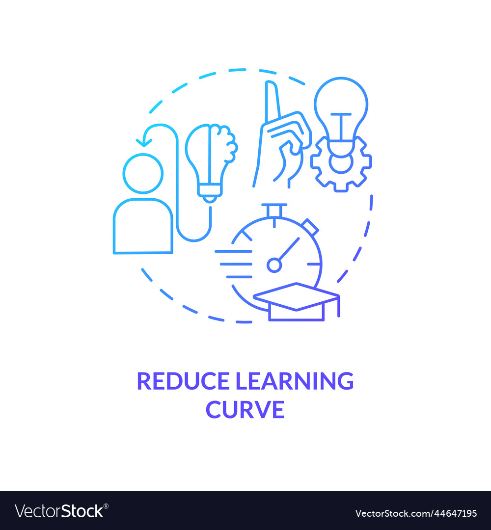 Reduce learning curve blue gradient concept icon Vector Image Reduce learning curve blue gradient concept icon Vector Image