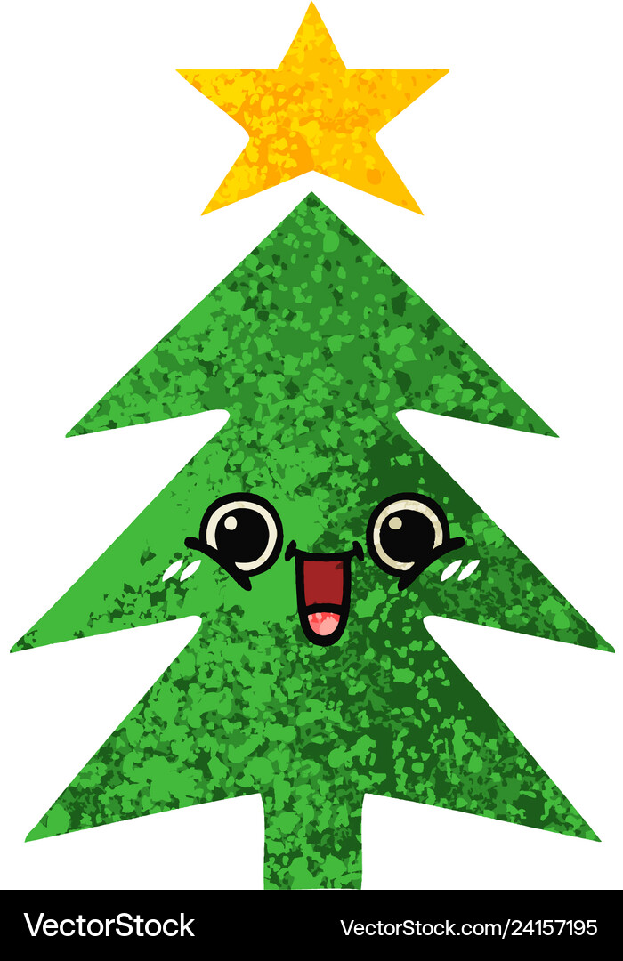 Retro style cartoon christmas tree Royalty Free Vector Image