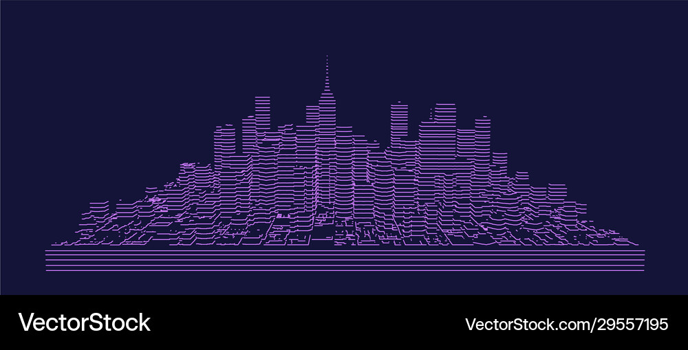Striped abstract model city contour Royalty Free Vector