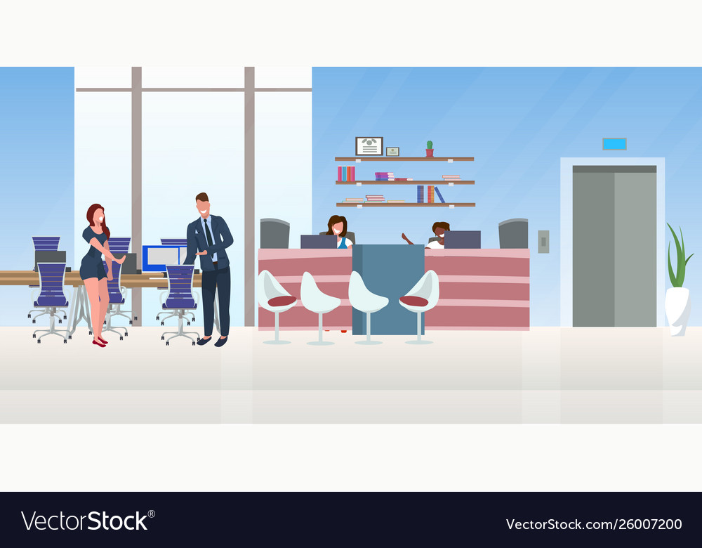 Businesspeople Couple Discussing During Meeting At