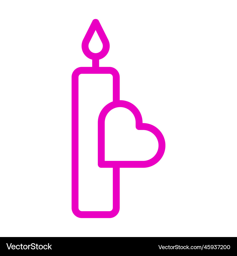 Candle icon outline pink style valentine element Vector Image