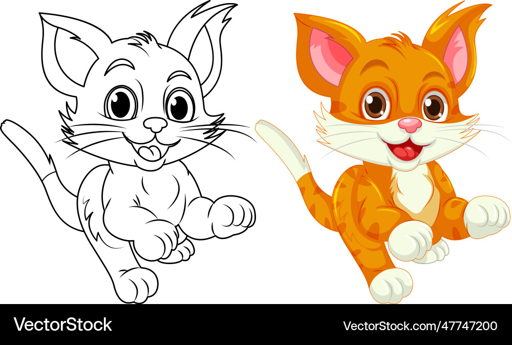 Cat doodle coloring page for children Royalty Free Vector