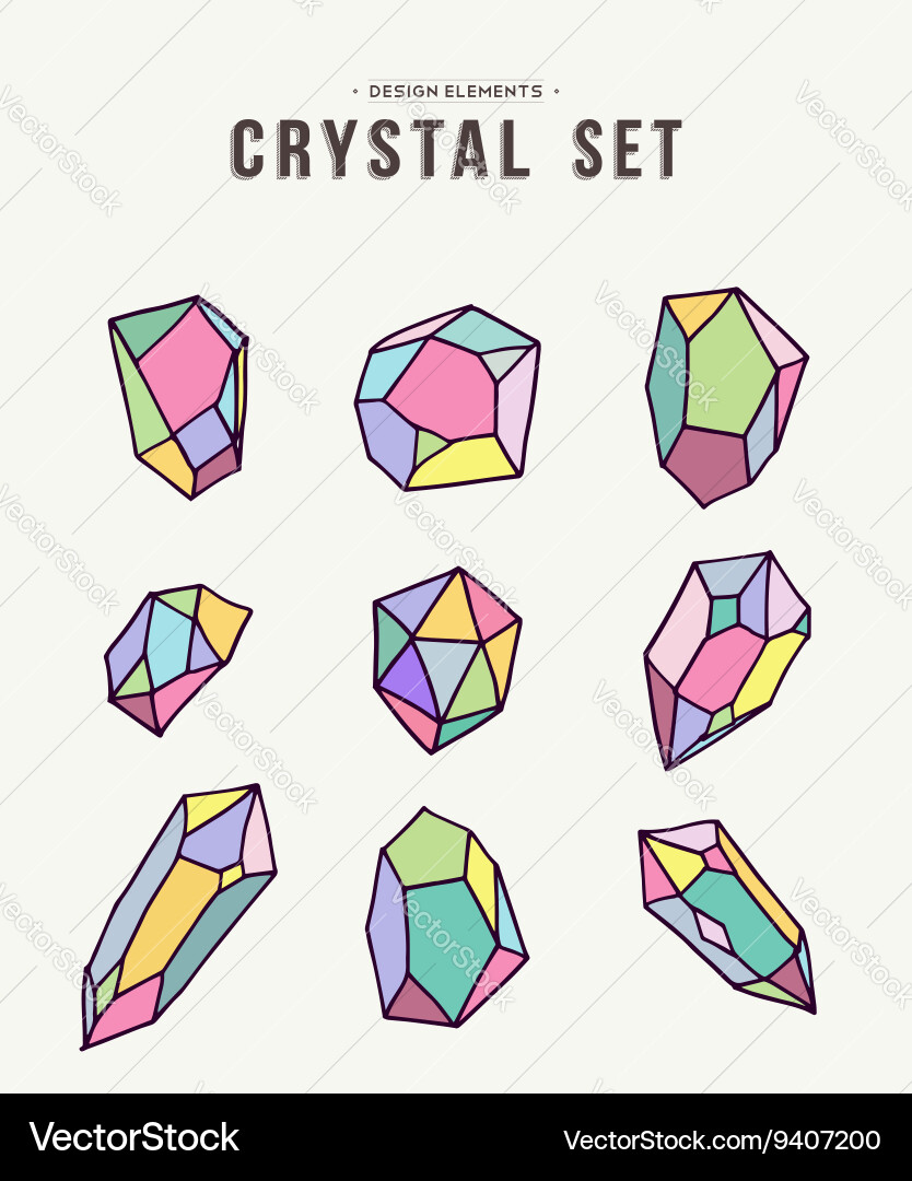 Colorful retro crystal set icons Royalty Free Vector Image