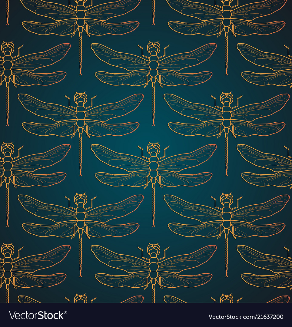 Dragonfly pattern seamless Royalty Free Vector Image