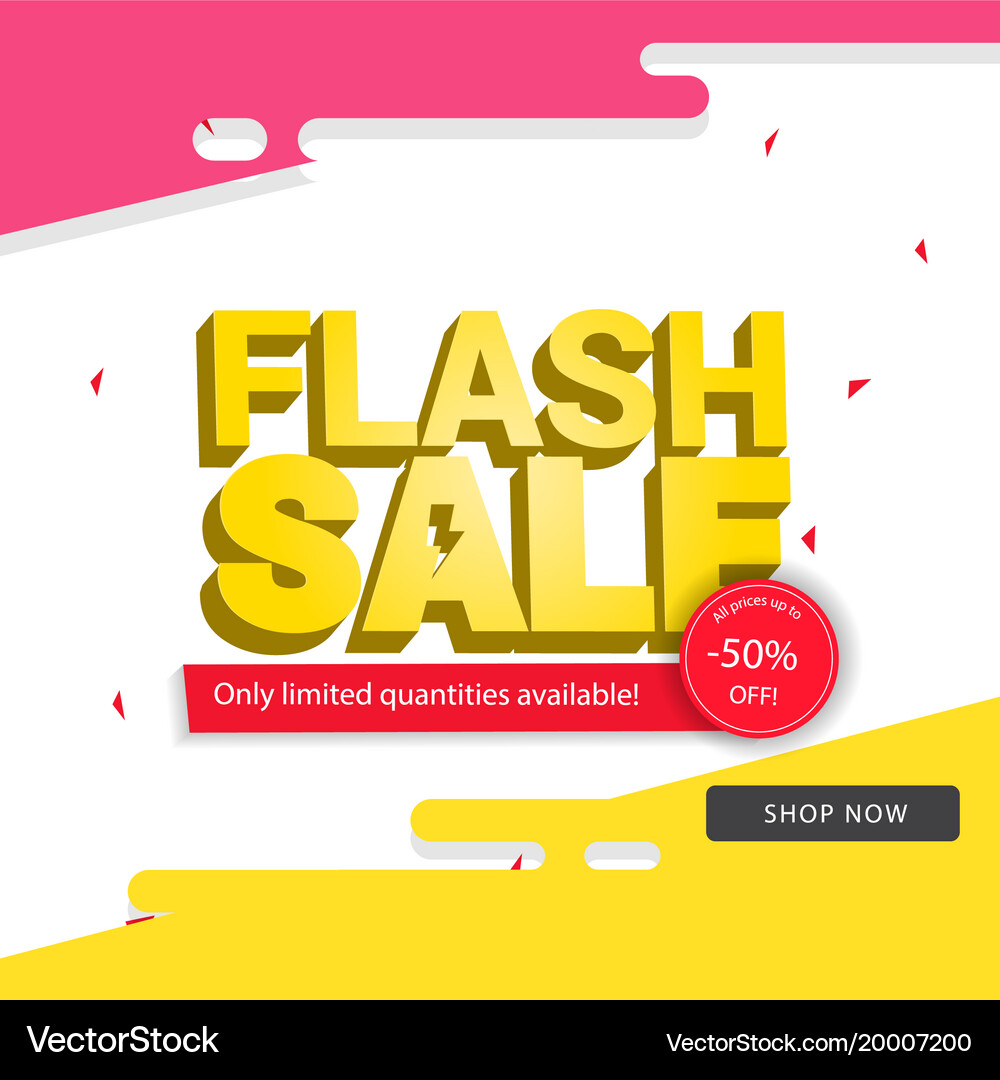 Flash sale 50 off colorful background image Vector Image