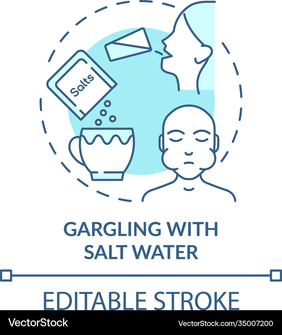 Gargling with salt water concept icon Royalty Free Vector