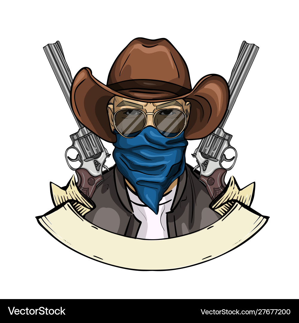 Hand drawn sketch cowboy icon Royalty Free Vector Image