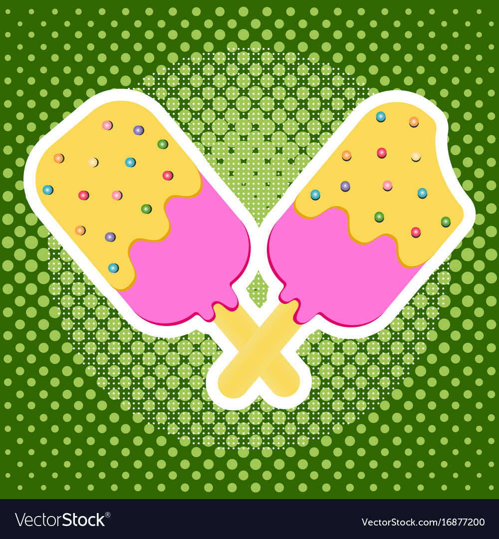 Pop art ice cream dessert on a wooden stick Vector Image