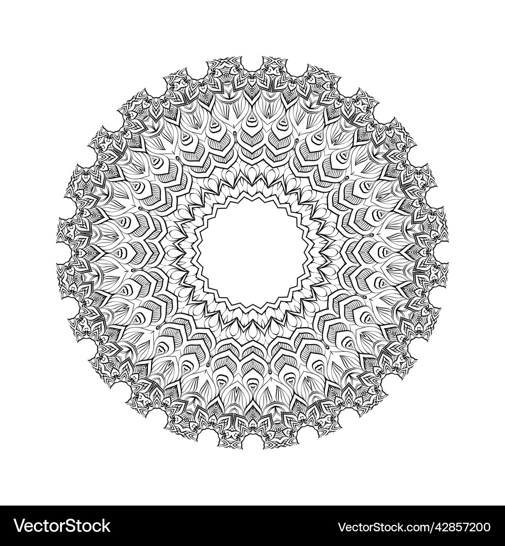Round mandala for design coloring book page Vector Image