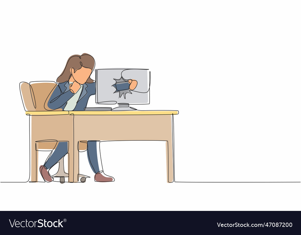 Single continuous line drawing angry Royalty Free Vector Single continuous line drawing angry Royalty Free Vector