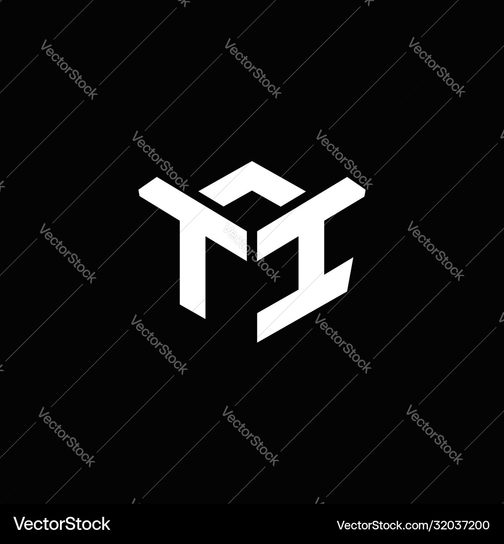 Ti logo monogram with emblem style ribbon design Vector Image