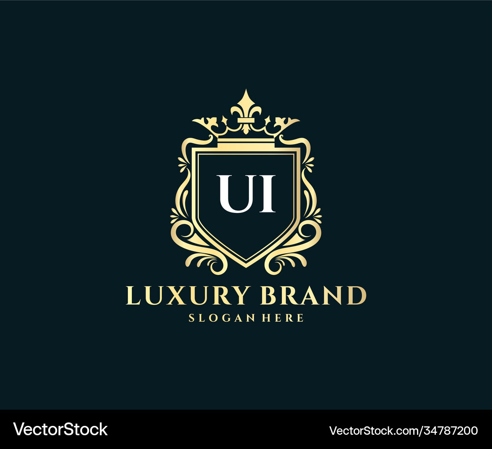 Ui initial letter gold calligraphic feminine Vector Image