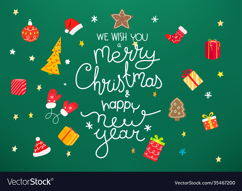 We wish you a merry christmas and happy new year Vector Image