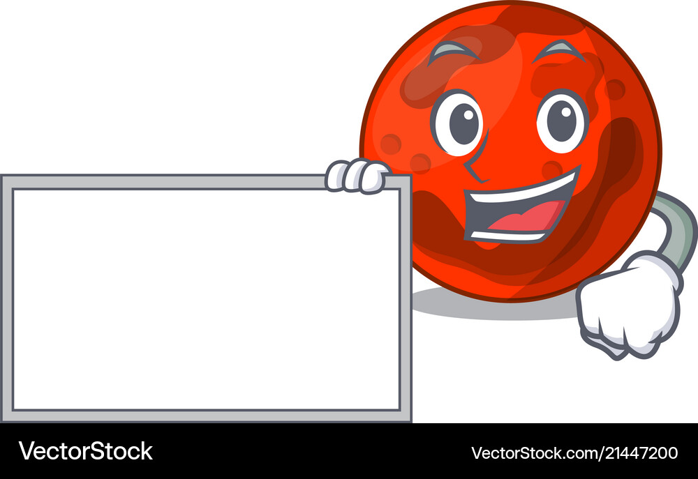With board mars planet character cartoon Vector Image