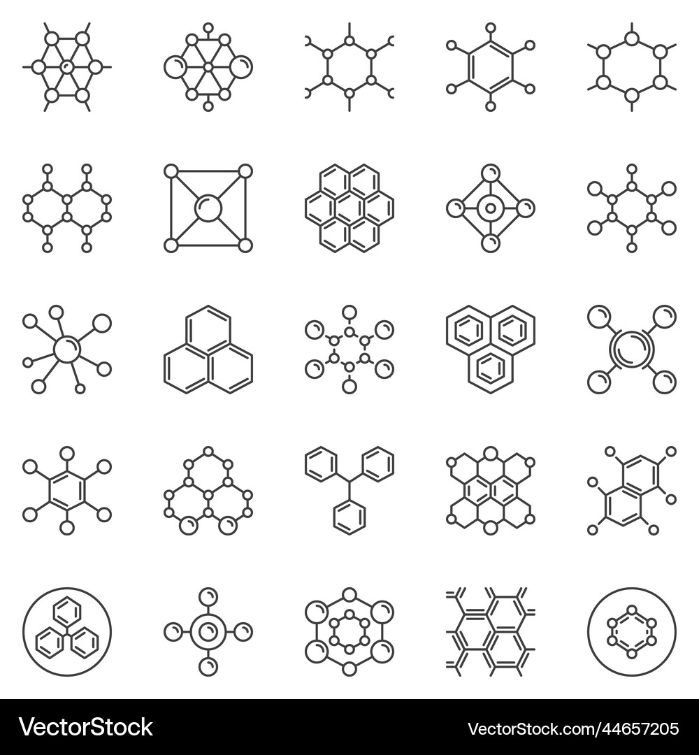 Chemical formula outline icons set - molecule Vector Image