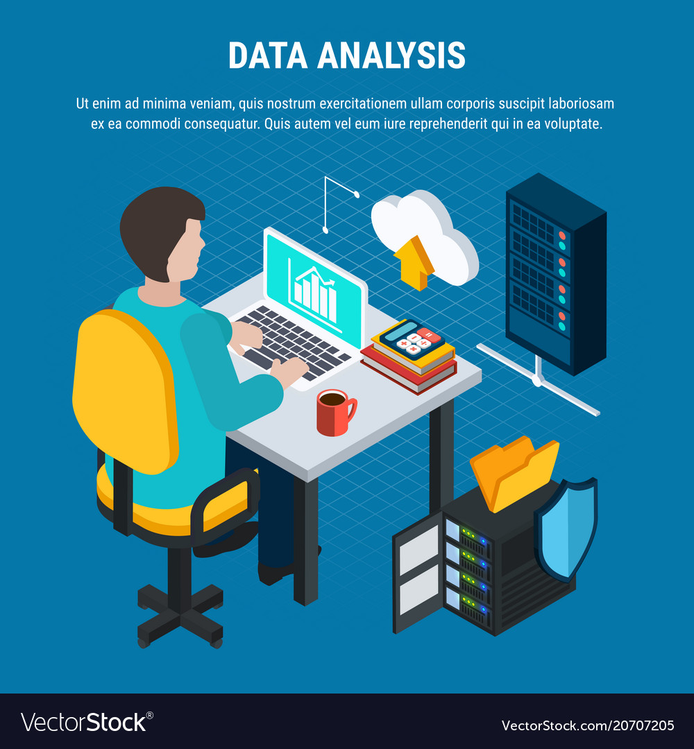 Data analysis isometric background Royalty Free Vector Image