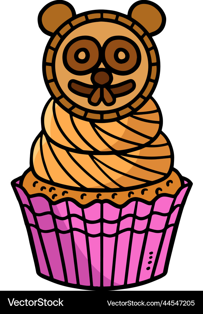 Groundhog cupcake cartoon colored clipart Vector Image