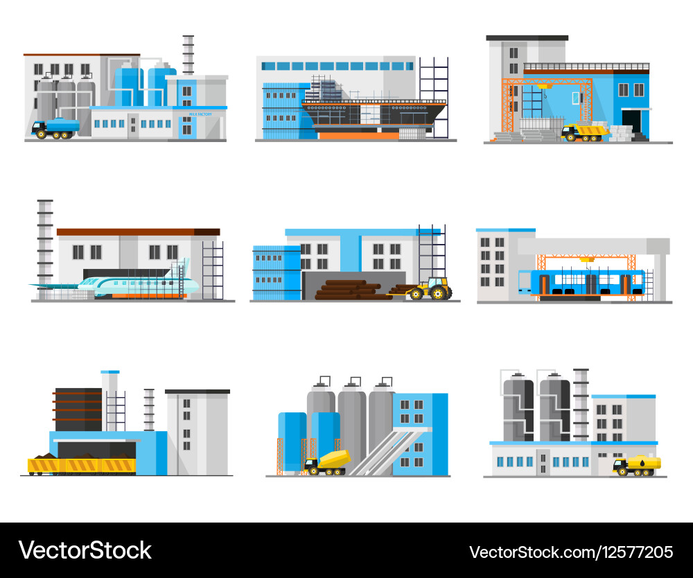 Industrial factory collection Royalty Free Vector Image