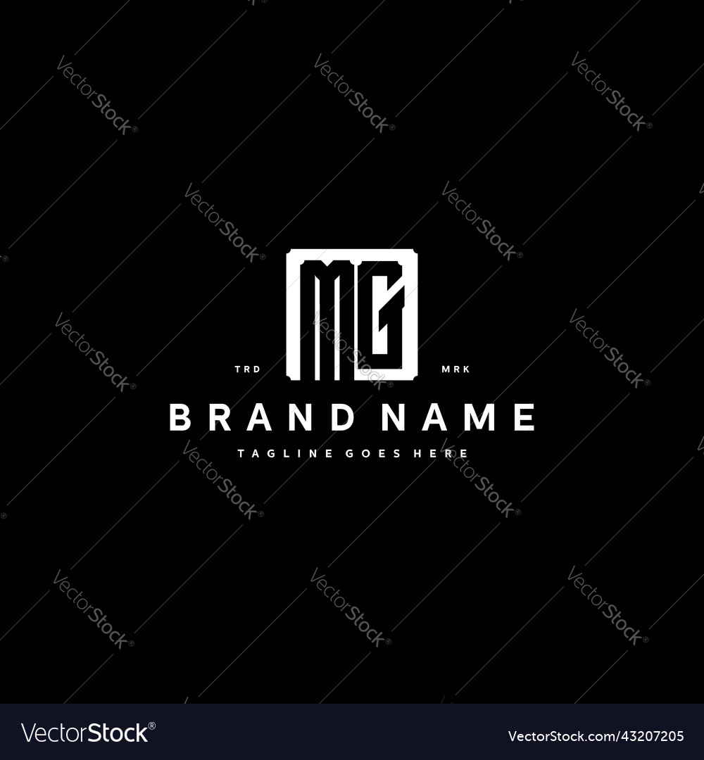 Mg monogram logo design with square rectangular Vector Image