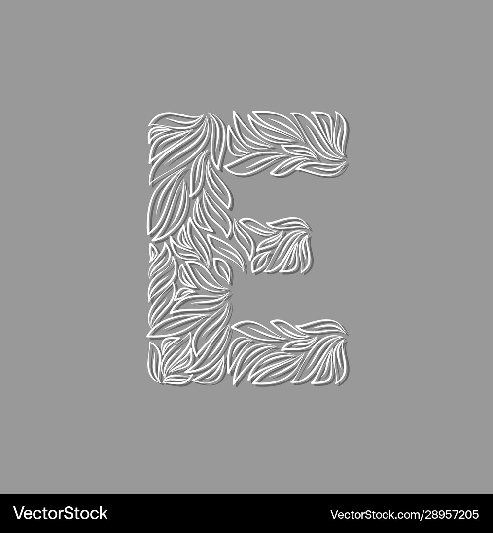 Ornamental paper letter e on gray Royalty Free Vector Image