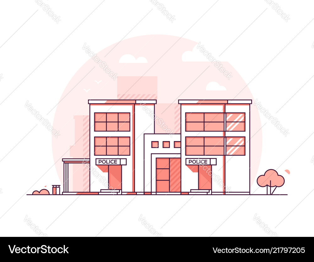 Police station - modern thin line design style Vector Image