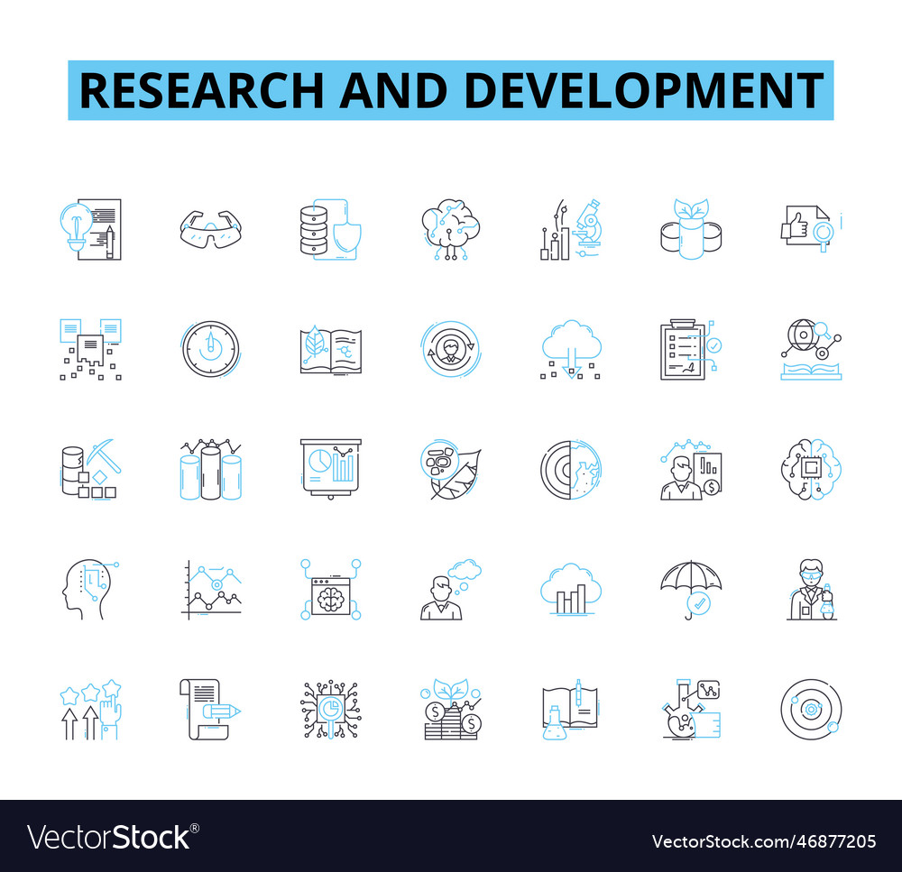 Research and development linear icons set Vector Image Research and development linear icons set Vector Image