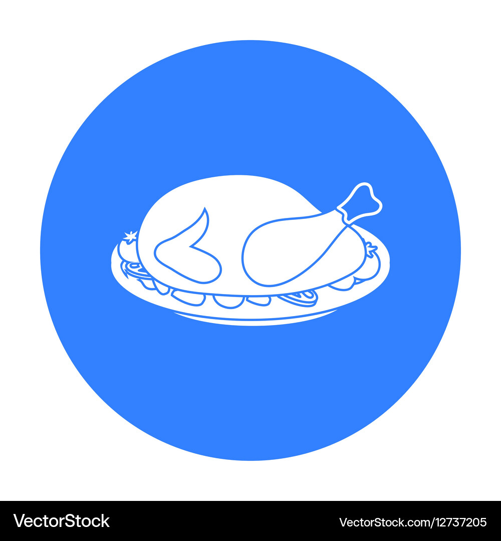Roasted turkey icon in black style isolated Vector Image
