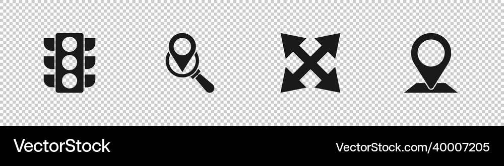 Set traffic light search location road traffic Vector Image