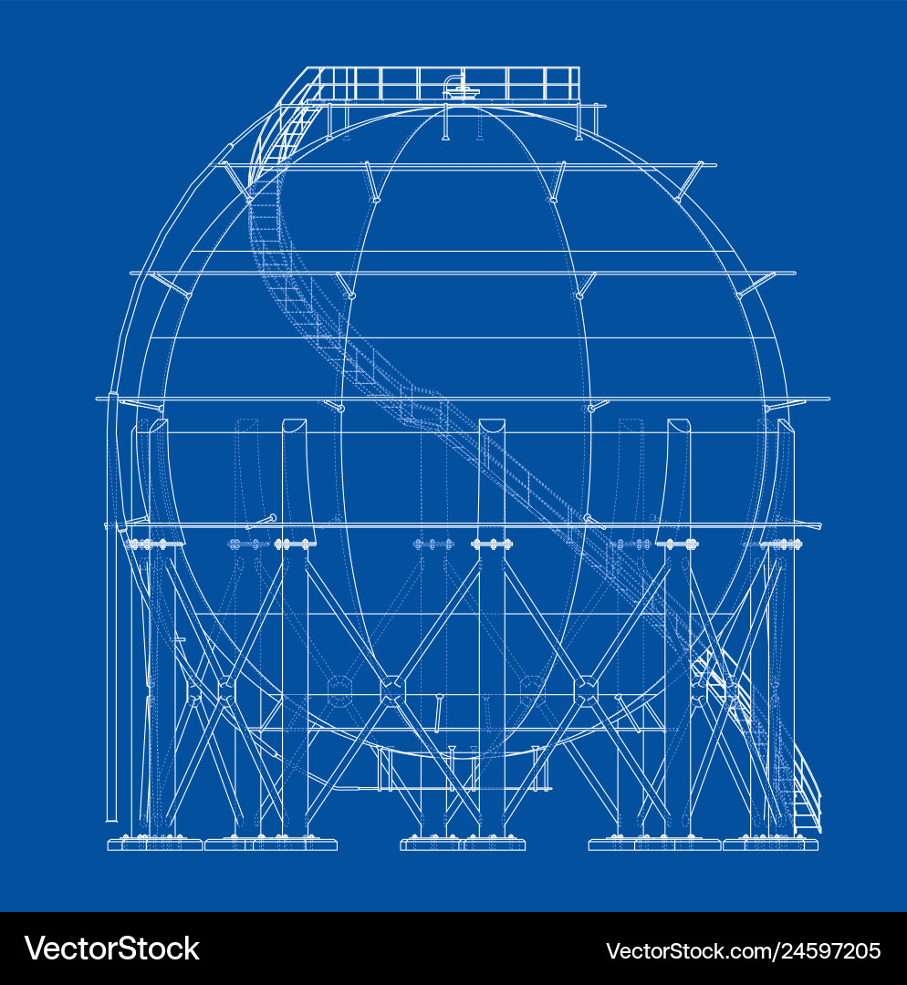 Spherical gas tank outline Royalty Free Vector Image