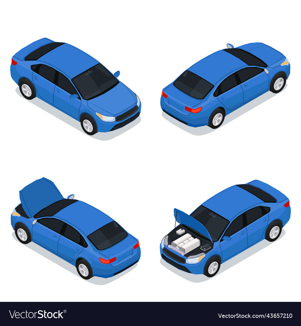 Car service 2x2 isometric icons Royalty Free Vector Image