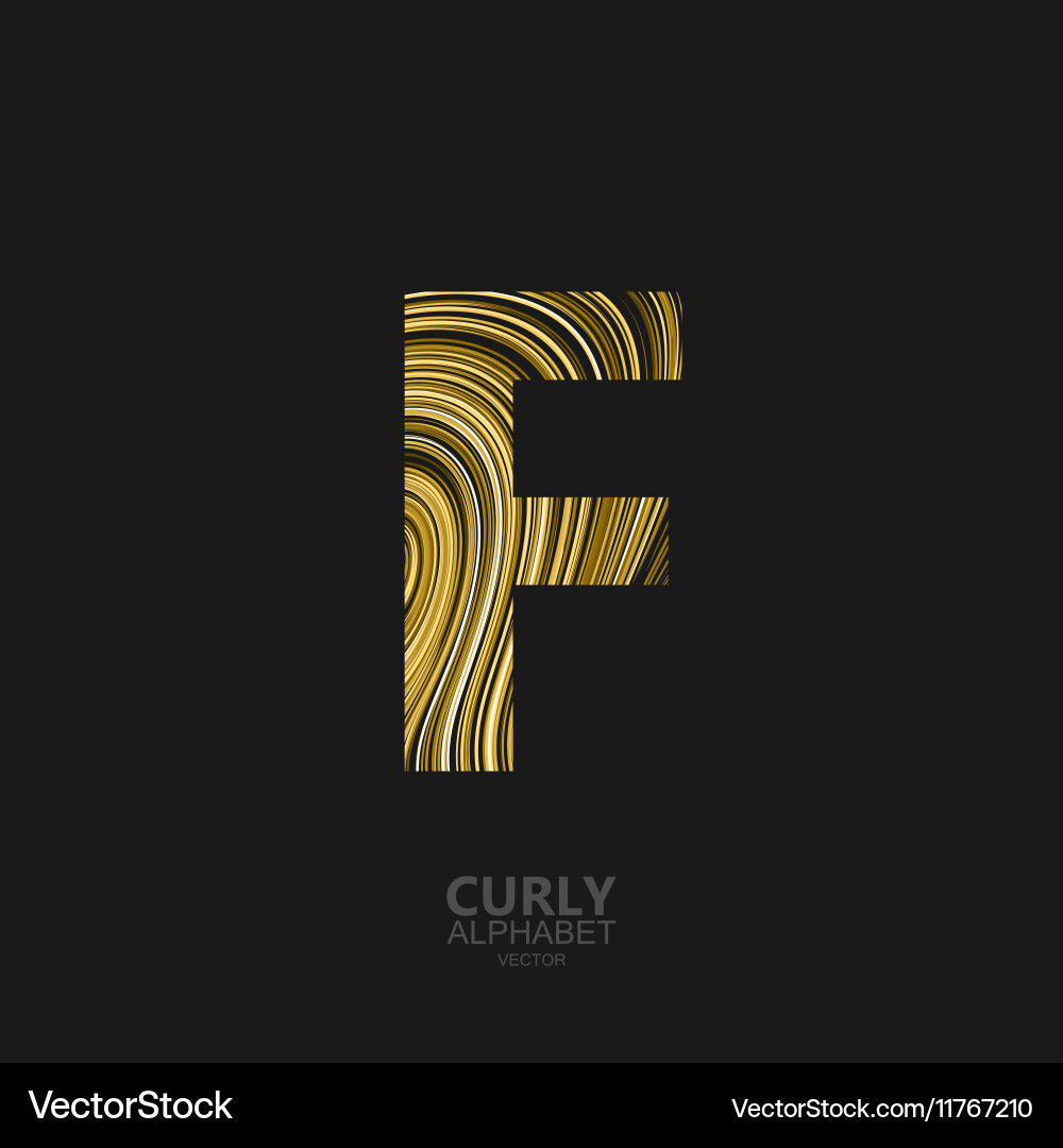 Curly textured letter f Royalty Free Vector Image