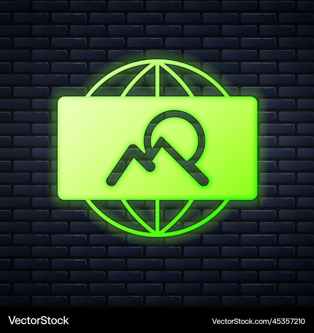 Glowing neon wide angle picture icon isolated Vector Image