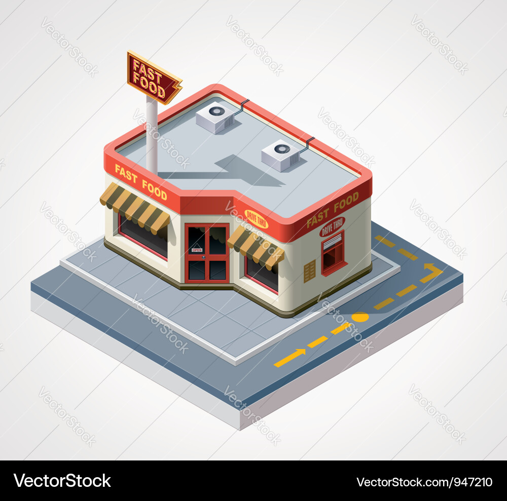 Isometric fast food cafe Royalty Free Vector Image