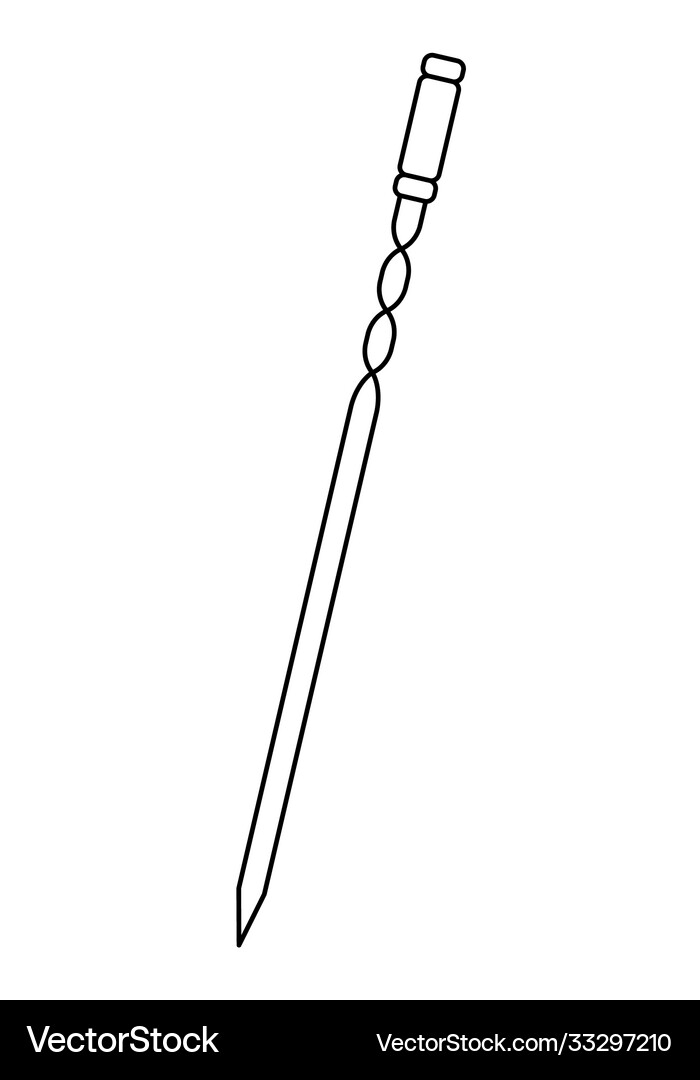 Linear drawing a skewer for skewers on white Vector Image