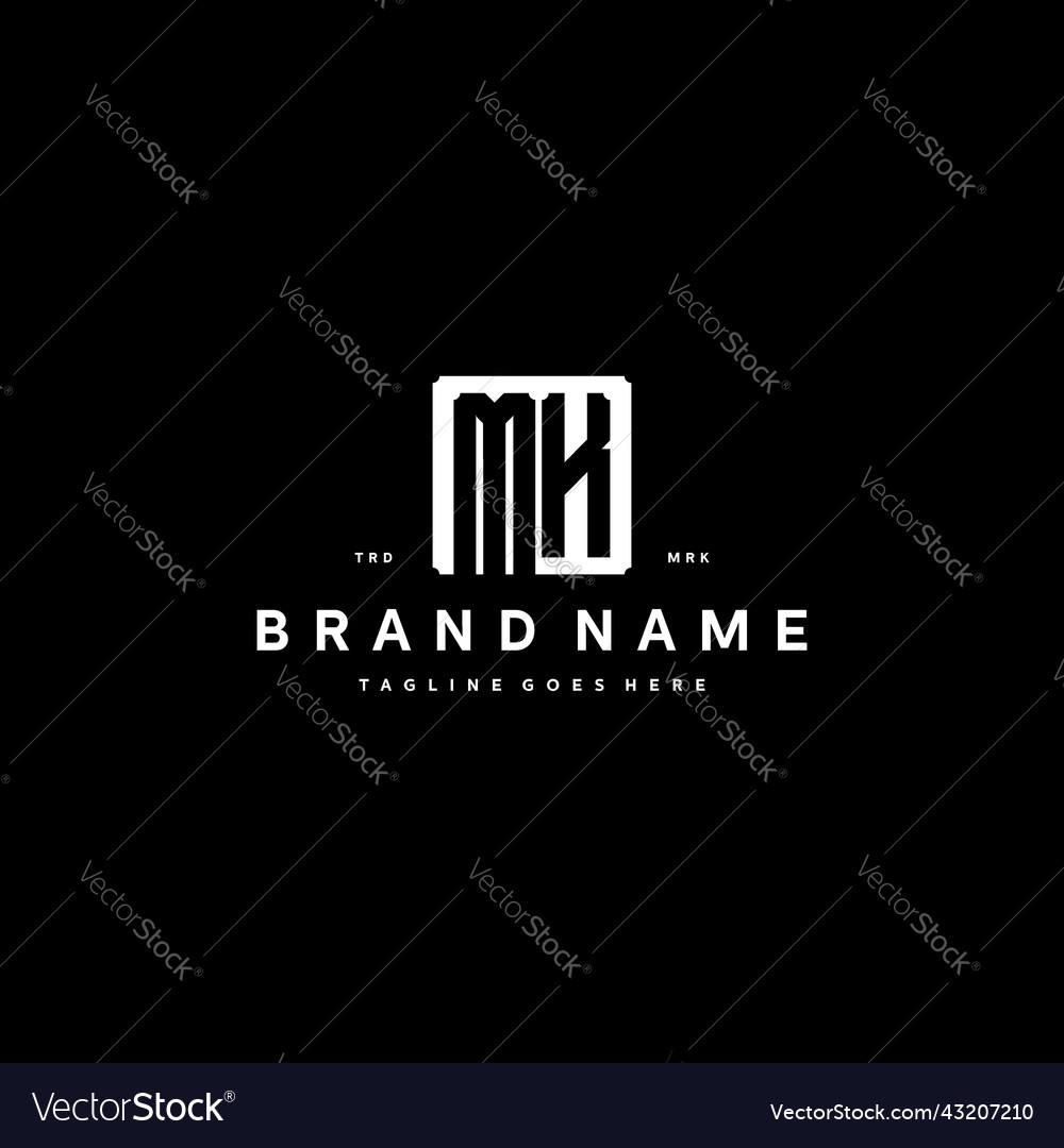 Mk monogram logo design with square rectangular Vector Image