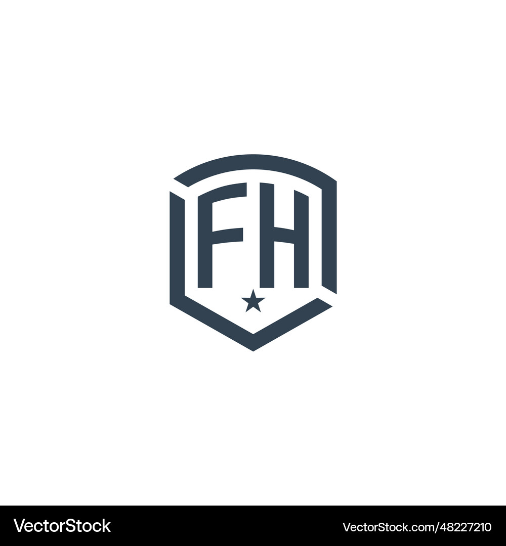 Monogram fh star shield logo design inspiration Vector Image