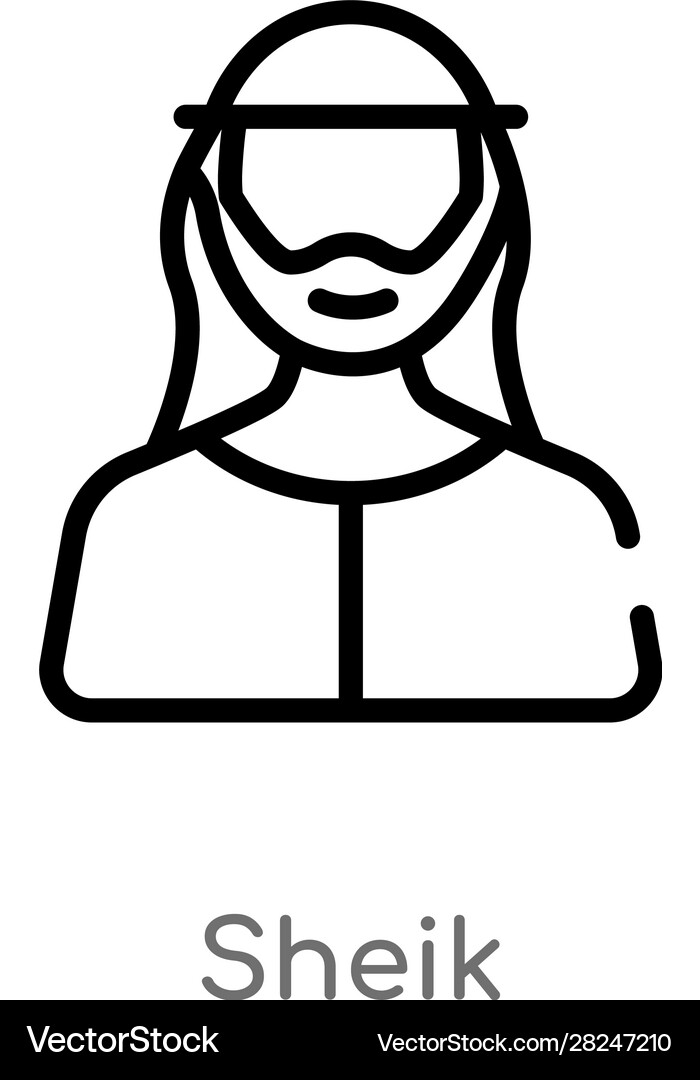 Outline sheik icon isolated black simple line Vector Image