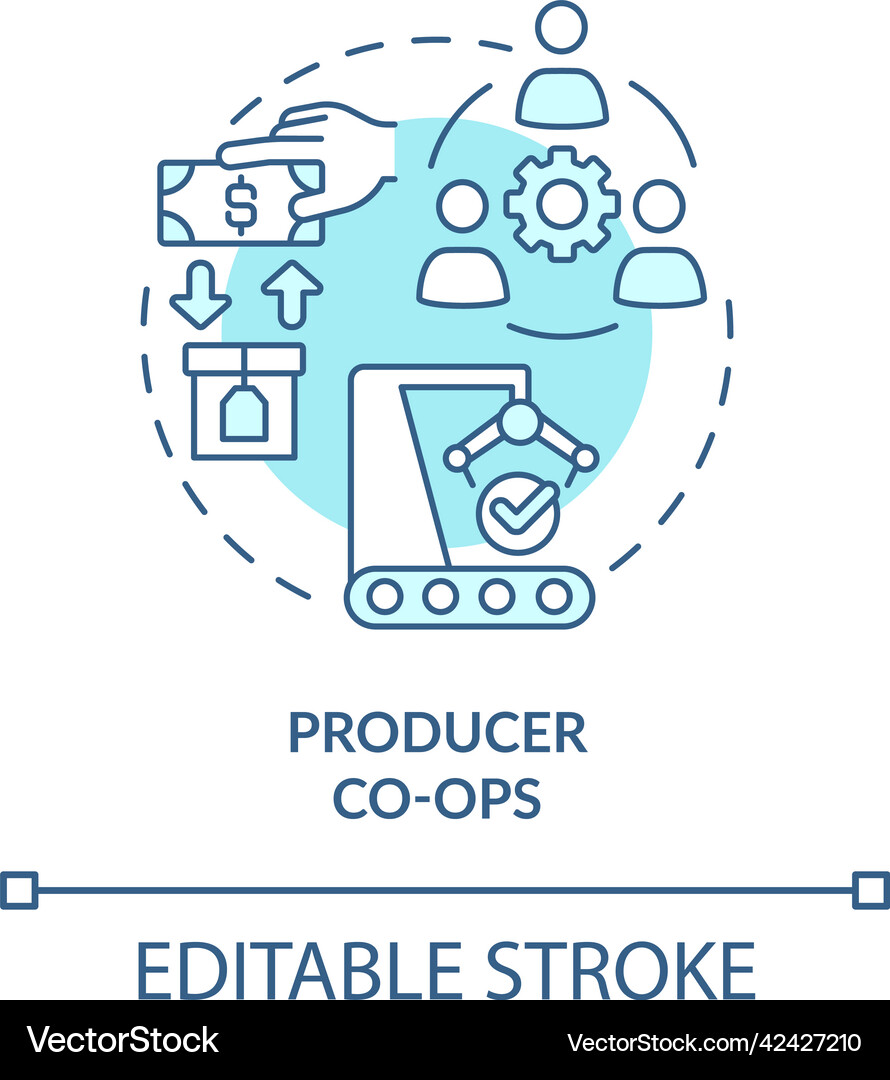 Producer co-ops turquoise concept icon Royalty Free Vector
