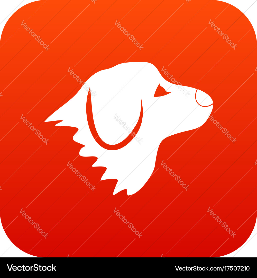 Retriever dog icon digital red Royalty Free Vector Image