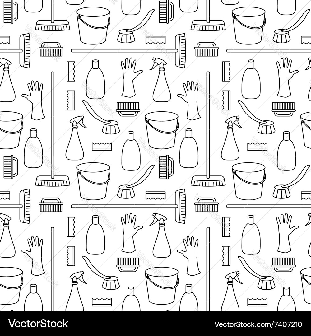 Seamless pattern made of household cleaning object